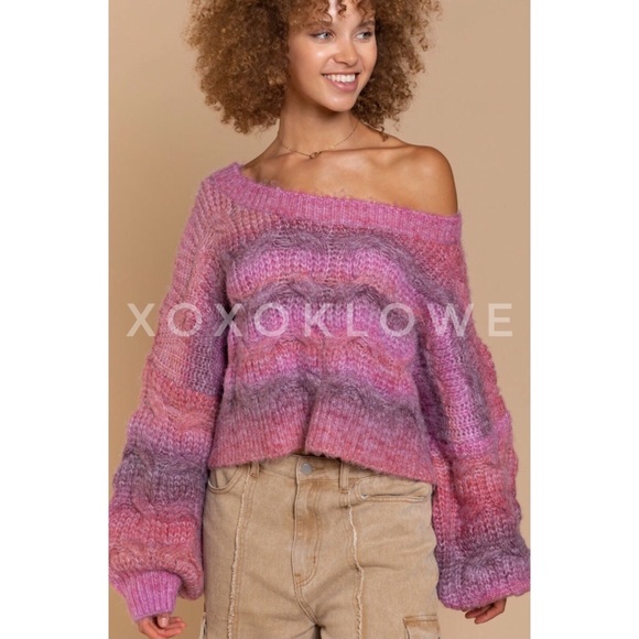 POL | Sweaters | Last Pol Pink Purple Brushed Knit Balloon Sleeve ...
